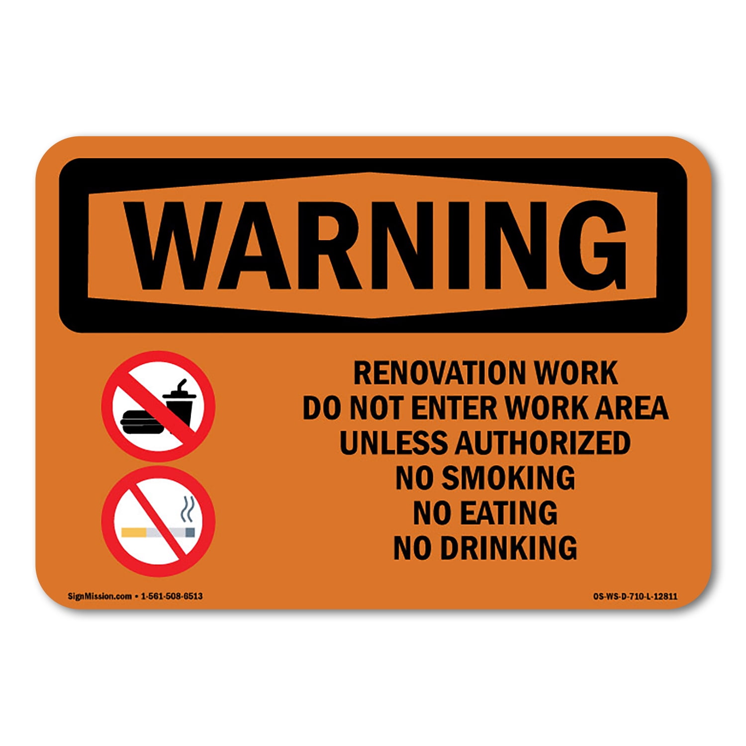 OSHA WARNING Sign - Renovation Work Do Not Enter Work Area | Aluminum ...