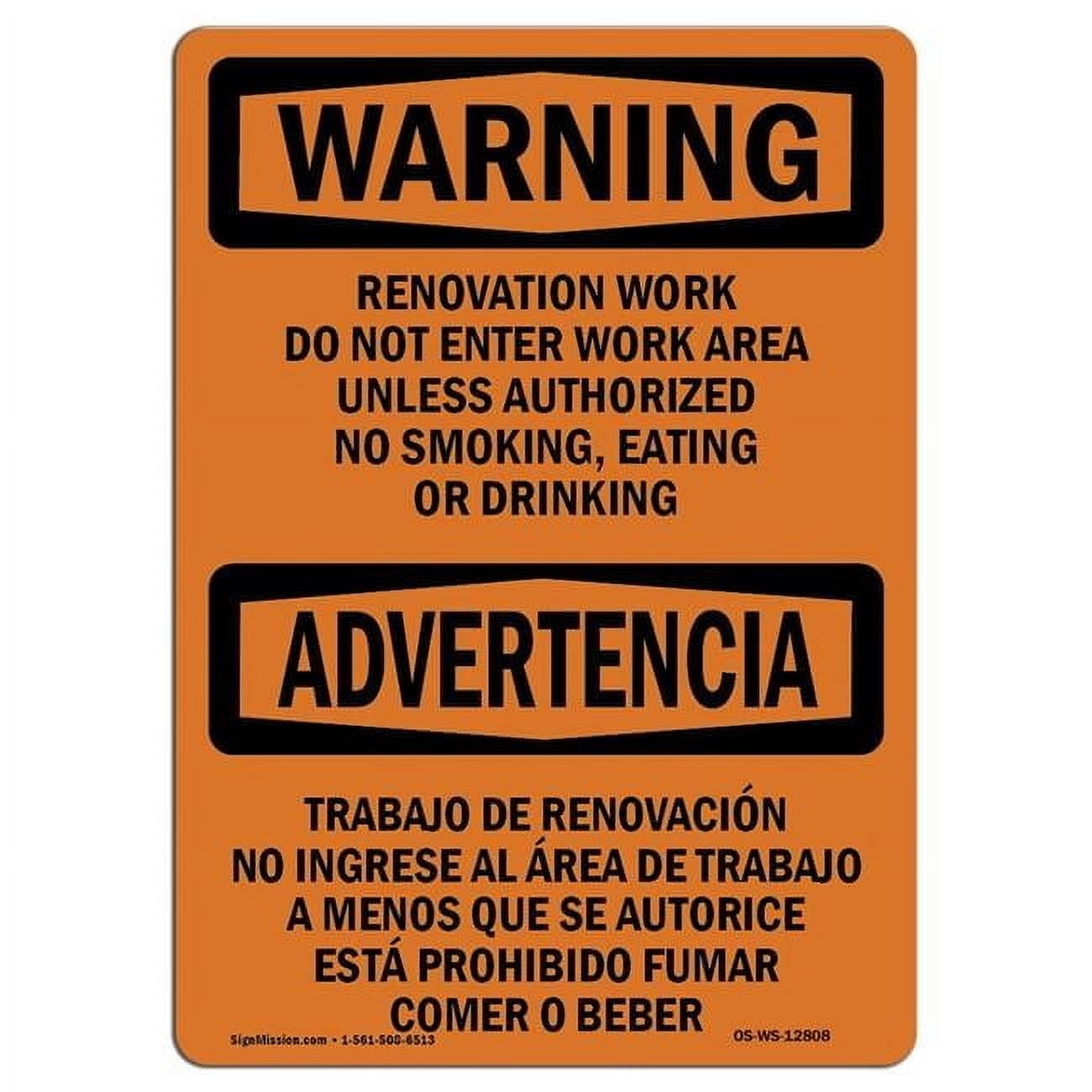 SignMission 10 x 14 in. OSHA Warning Sign - Renovation Work Do Not ...