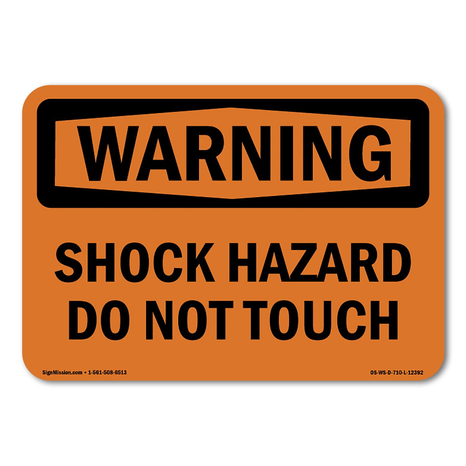 SignMission OS-WS-A-1014-L-12392 10 x 14 in. OSHA Warning Sign - Shock ...
