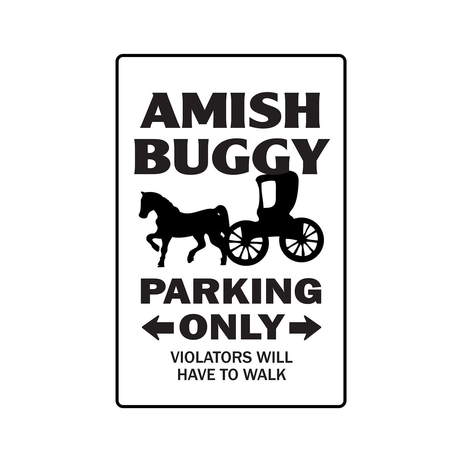 AMISH BUGGY Parking Sign horse carriage religious mennonite church ...