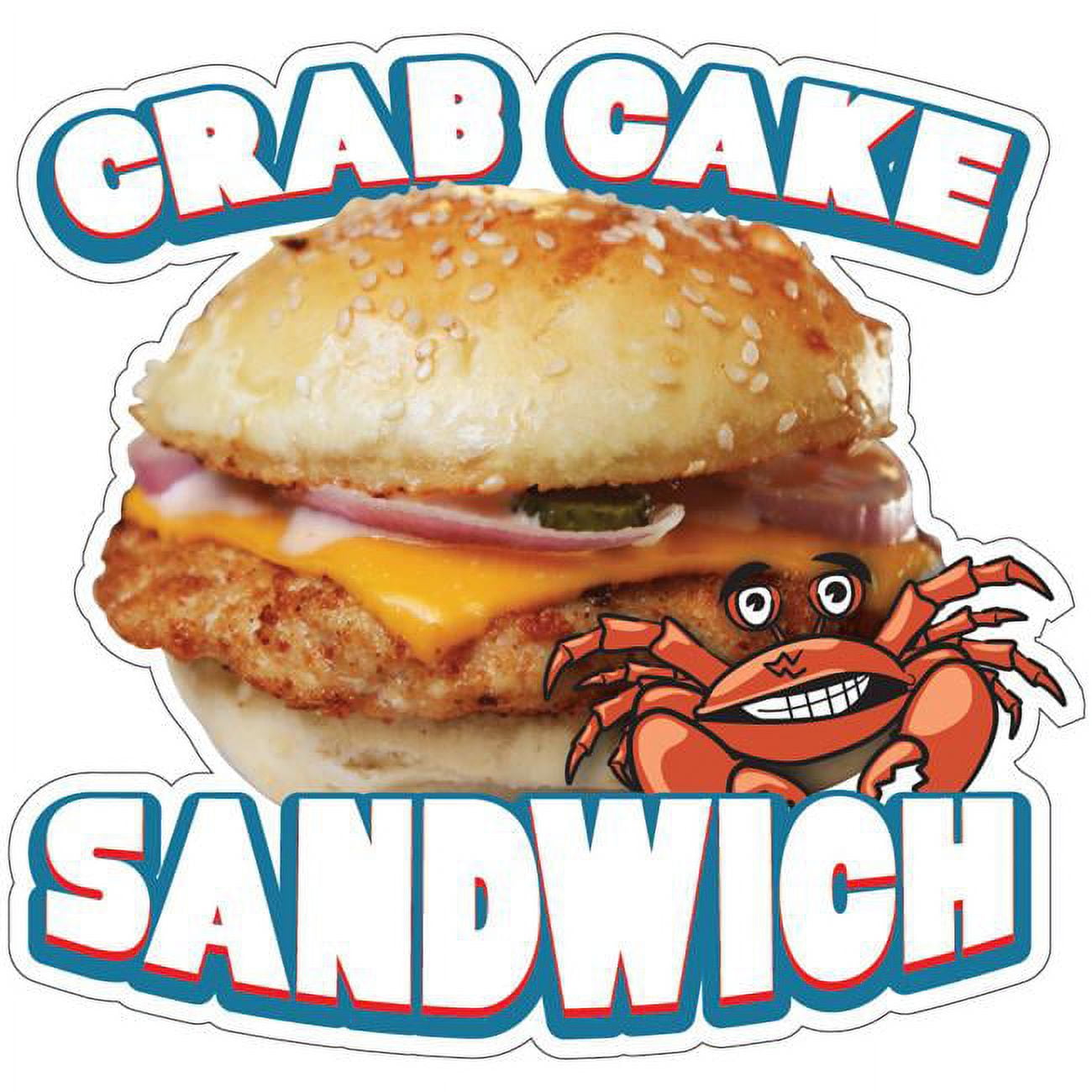 SignMission 12 in. Crab Cake Sandwich Decal Concession Stand Food Truck ...