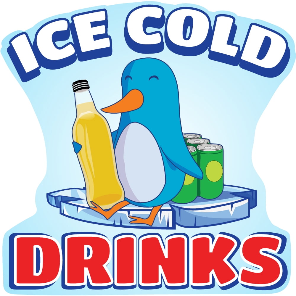 SignMission 12 in. Ice Cold Drinks 2 Concession Decal Sign with Cart ...