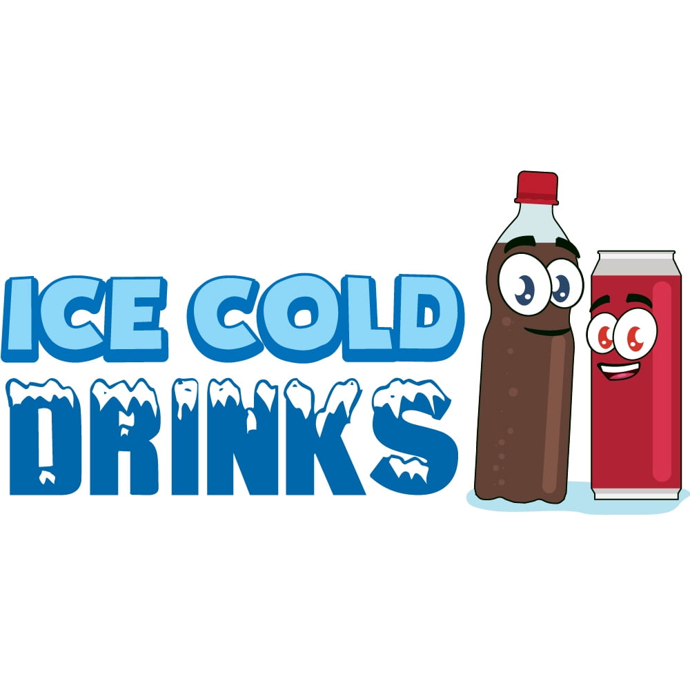 SignMission 12 in. Ice Cold Drinks 3 Concession Decal Sign - Cart ...