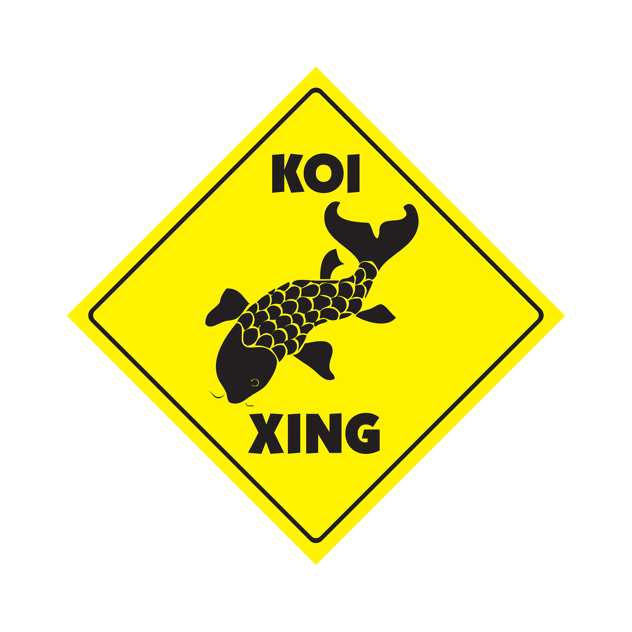 Koi Crossing Sign Zone Xing | Indoor/Outdoor | 12" Tall japanese gold ...