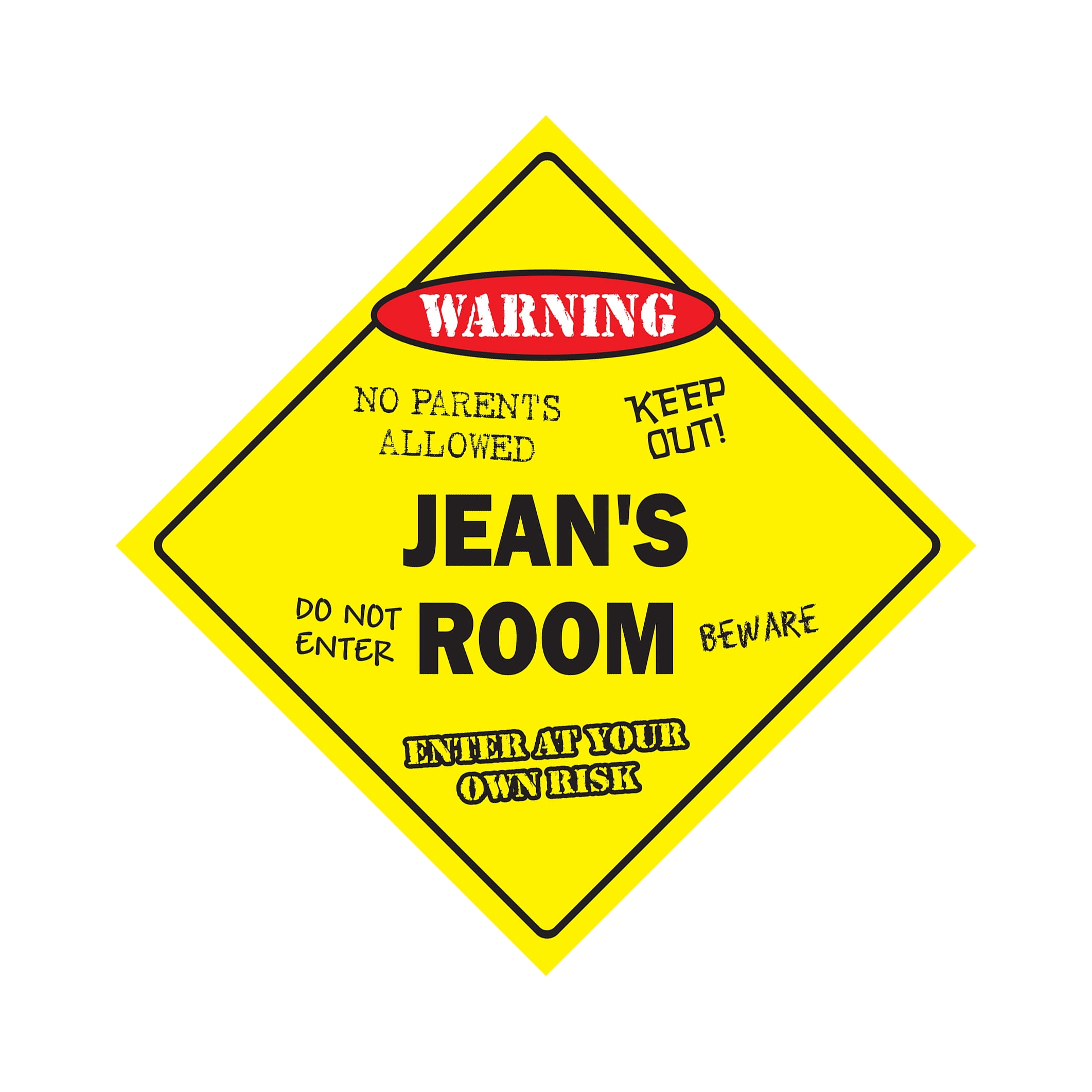 Jean's Room Sign Crossing Zone Xing | Indoor/Outdoor | 12" Tall kids ...
