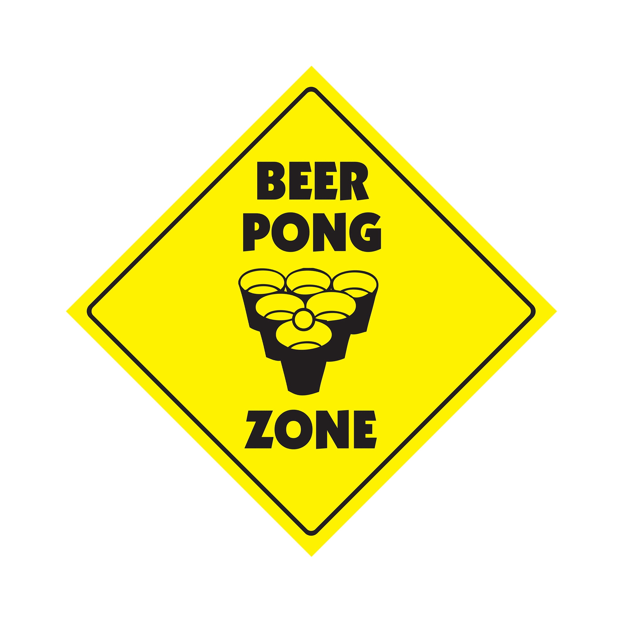 Beer Pong-m Crossing Sign Zone Xing | Indoor/Outdoor | 12" Tall table drinking game ping balls ...