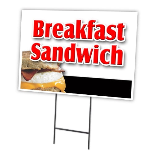 SignMission 12 x 16 in. Breakfast Sandwich Yard Sign & Stake Outdoor ...