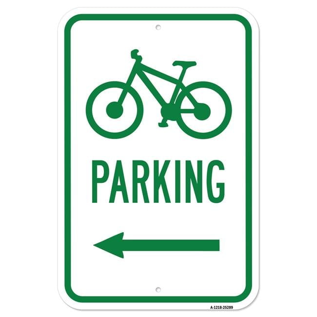 SignMission 12 x 18 in. Aluminum Sign - Bicycle Parking with Left Arrow ...