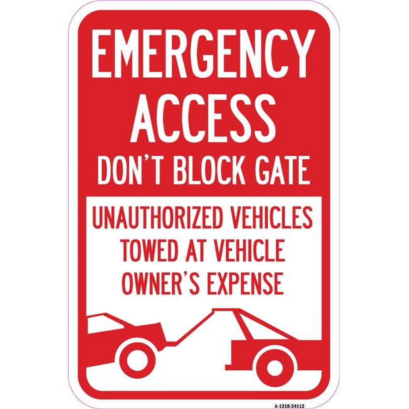 SignMission 12 x 18 in. Aluminum Sign - Emergency Access Dont Block ...