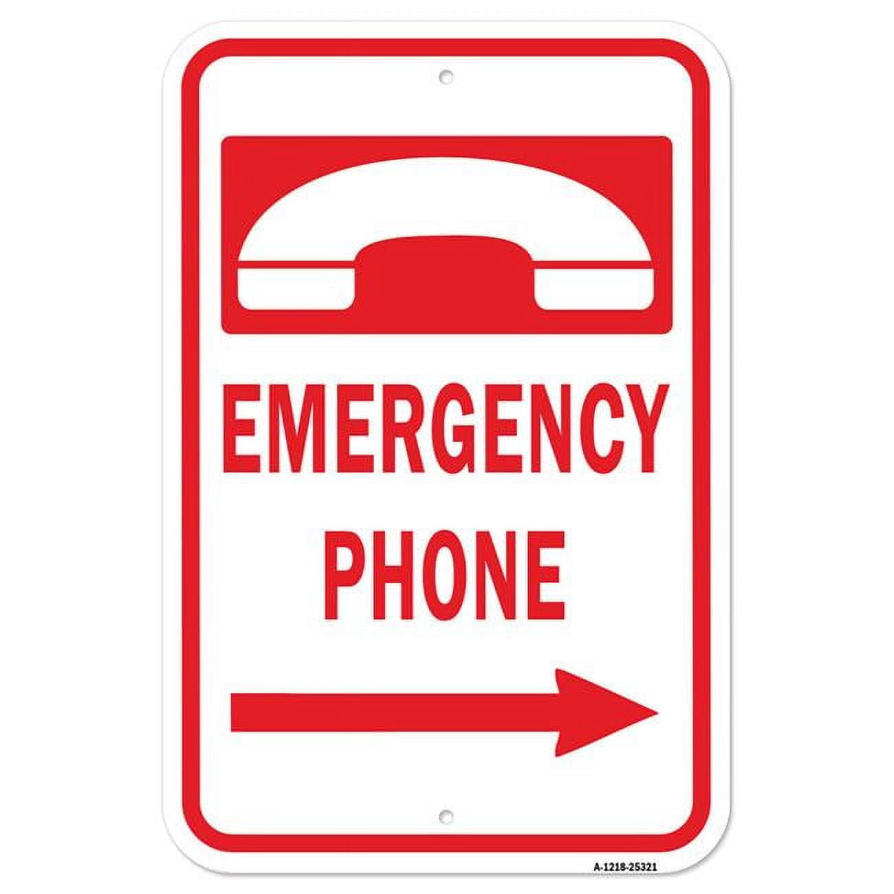 SignMission 12 x 18 in. Aluminum Sign - Emergency Phone with Right ...