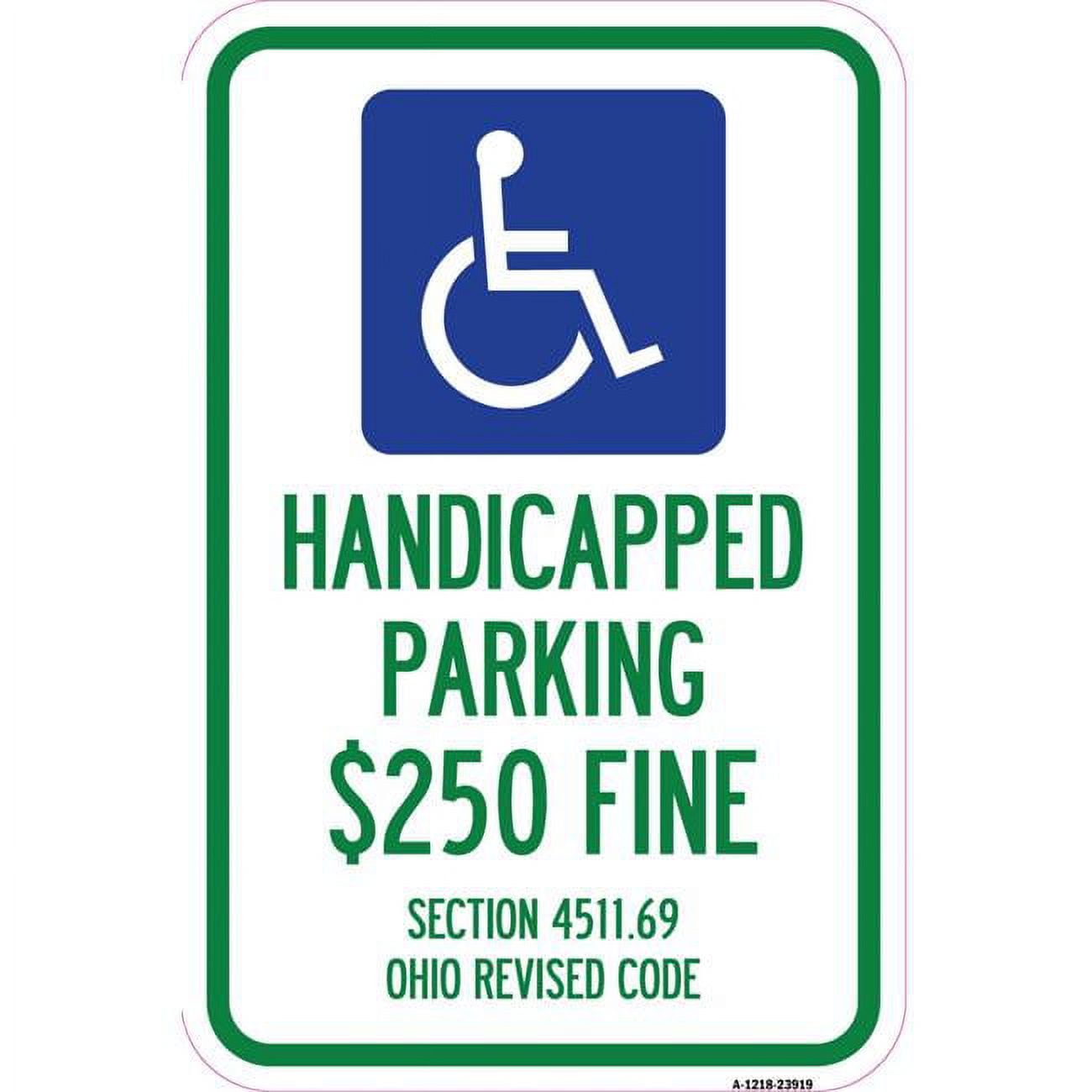 SignMission 12 x 18 in. Aluminum Sign - Handicapped Parking Dollar 250 ...