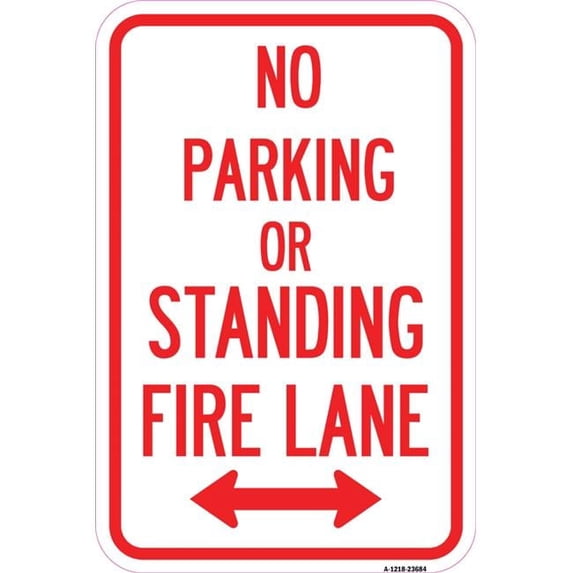 SignMission 12 x 18 in. Aluminum Sign - No Parking or Standing Fire ...