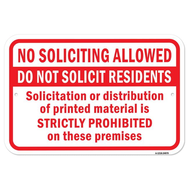 SignMission 12 x 18 in. Aluminum Sign - No Soliciting Allowed Do Not ...