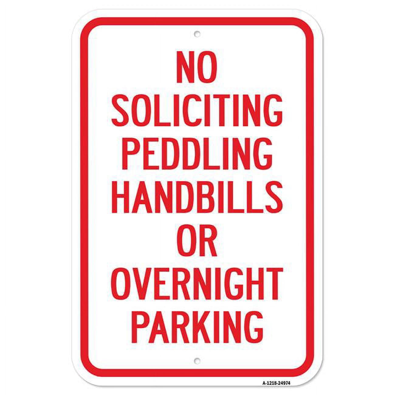 SignMission 12 x 18 in. Aluminum Sign - No Soliciting Peddling ...