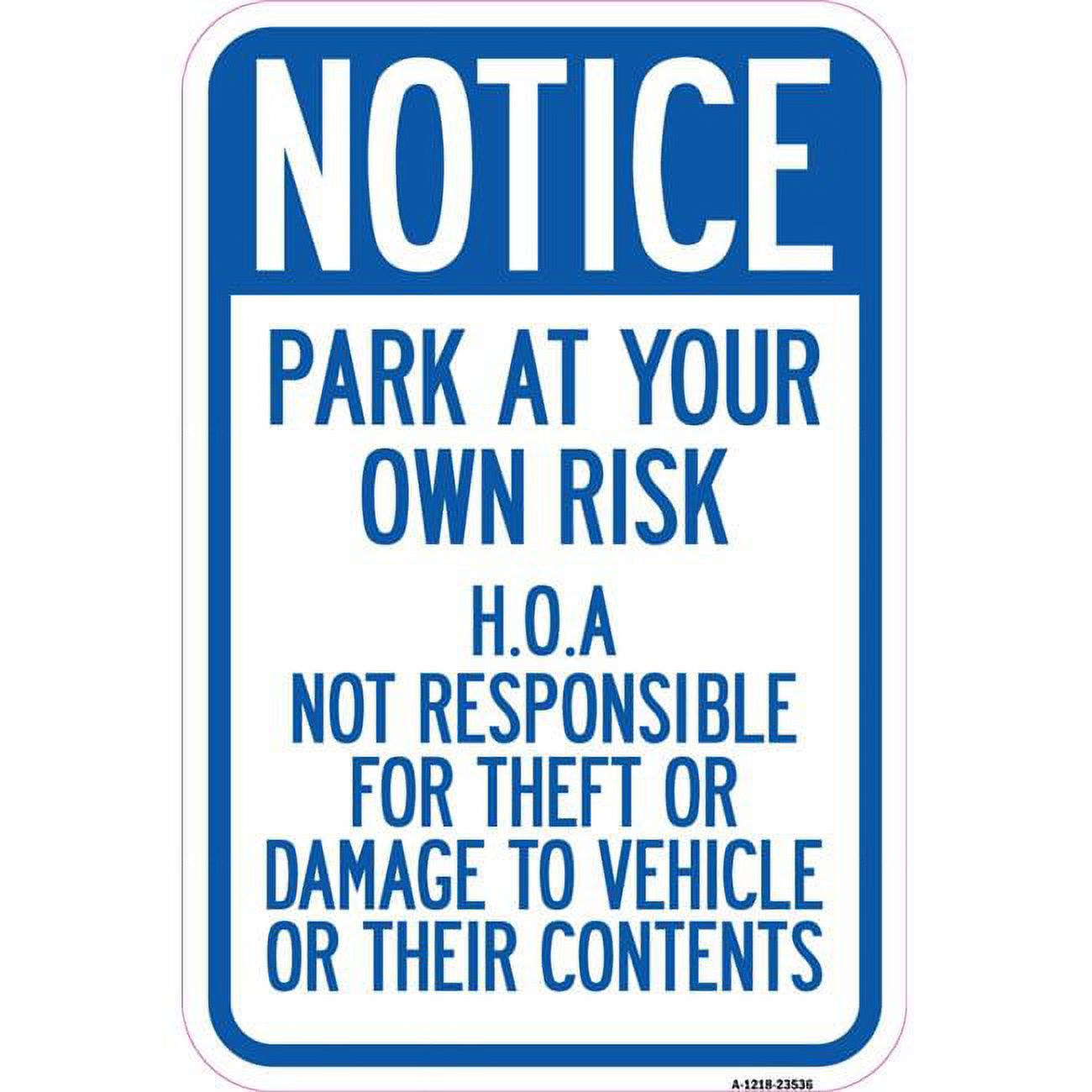 NOTICE Enter At Own Risk Not Responsible for Injuries or Accidents Sign ...