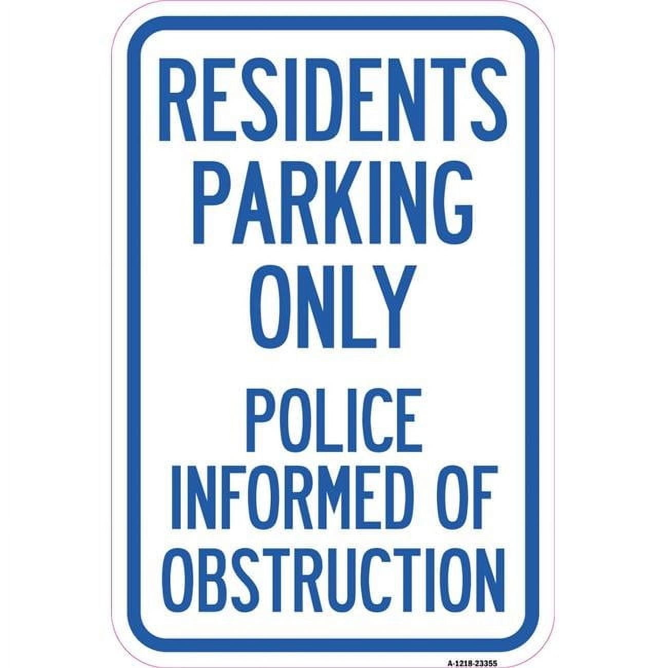 SignMission 12 x 18 in. Aluminum Sign - Parking Sign Residents Parking ...
