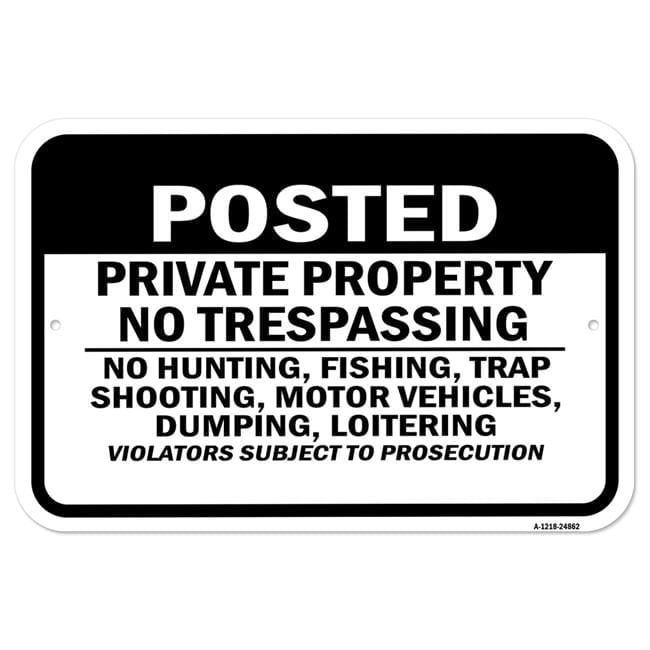 SignMission 12 x 18 in. Aluminum Sign - Posted Private Property No ...
