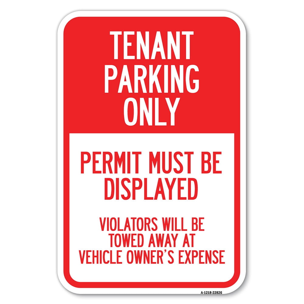 SignMission A-1218-22826 12 x 18 in. Aluminum Sign - Tenant Parking ...