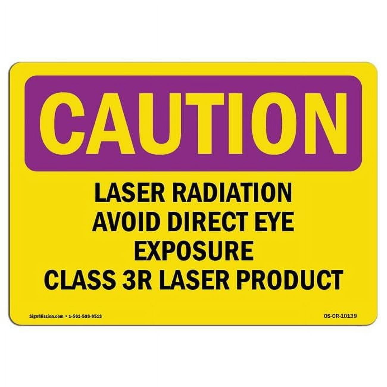 SignMission 12 x 18 in. OSHA Caution Radiation Sign - Laser Radiation ...