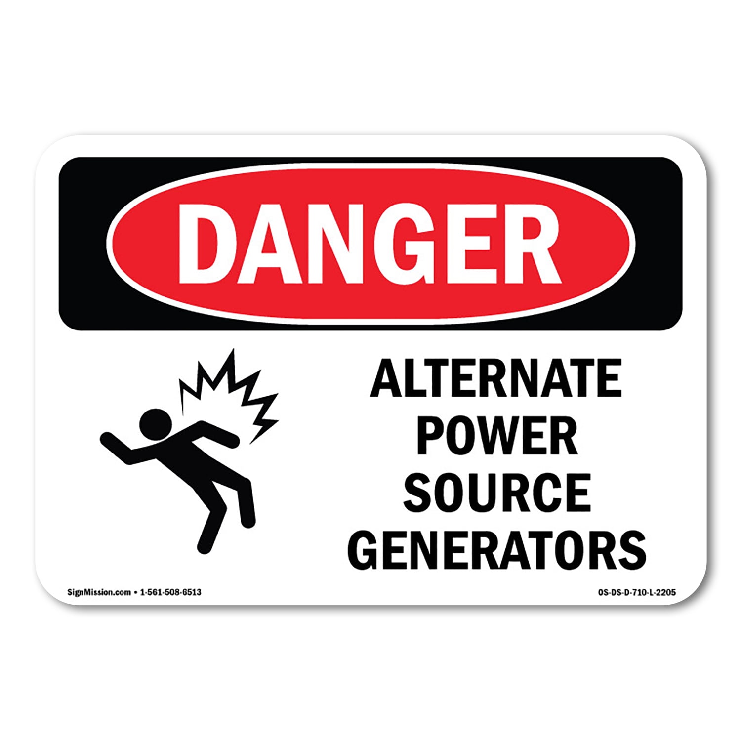 OSHA Danger Sign - Alternate Power Source Generators | Aluminum Sign ...