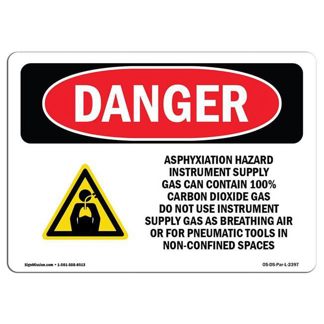 SignMission 12 x 18 in. OSHA Danger Sign - Asphyxiation Hazard ...