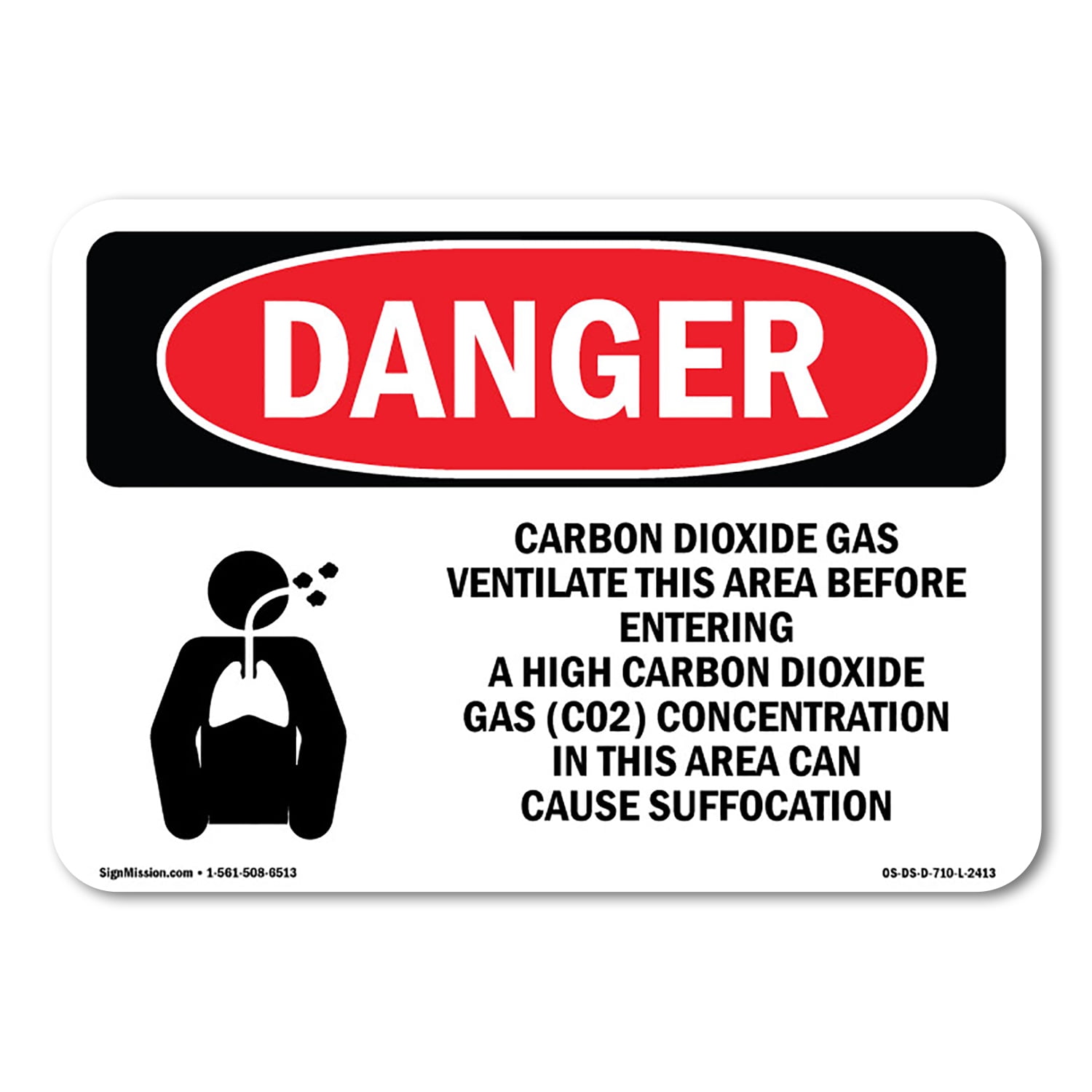 OSHA Danger Sign - Carbon Dioxide Gas Ventilate | Aluminum Sign ...