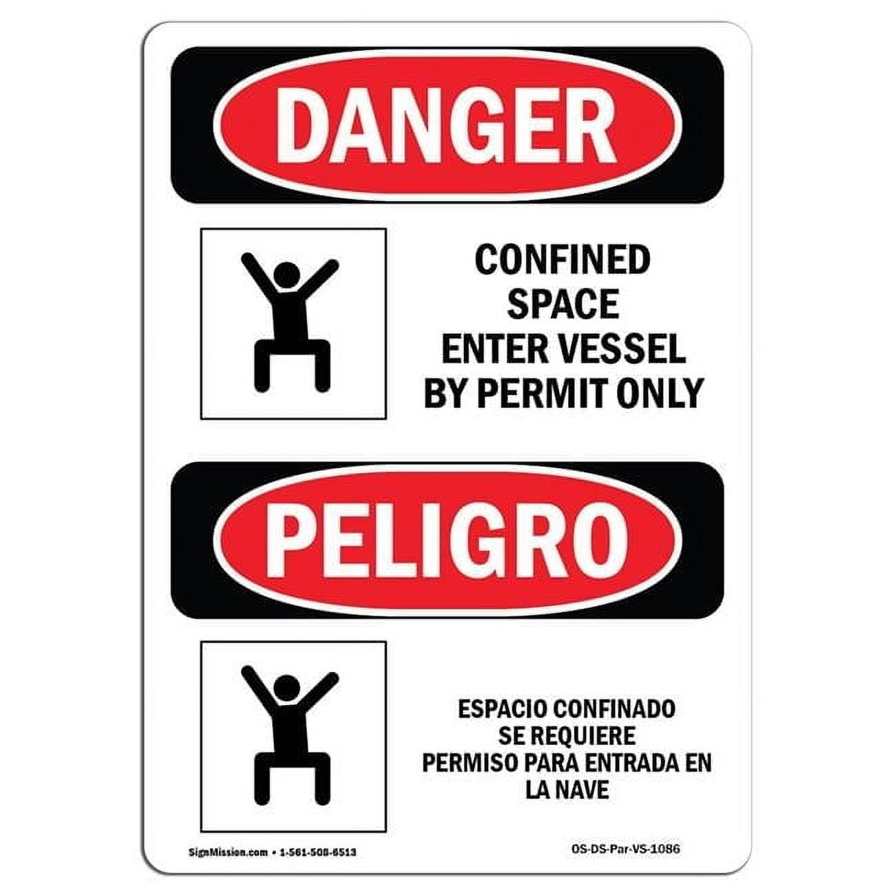 SignMission OS-DS-A-1218-VS-1086 12 x 18 in. OSHA Danger Sign ...