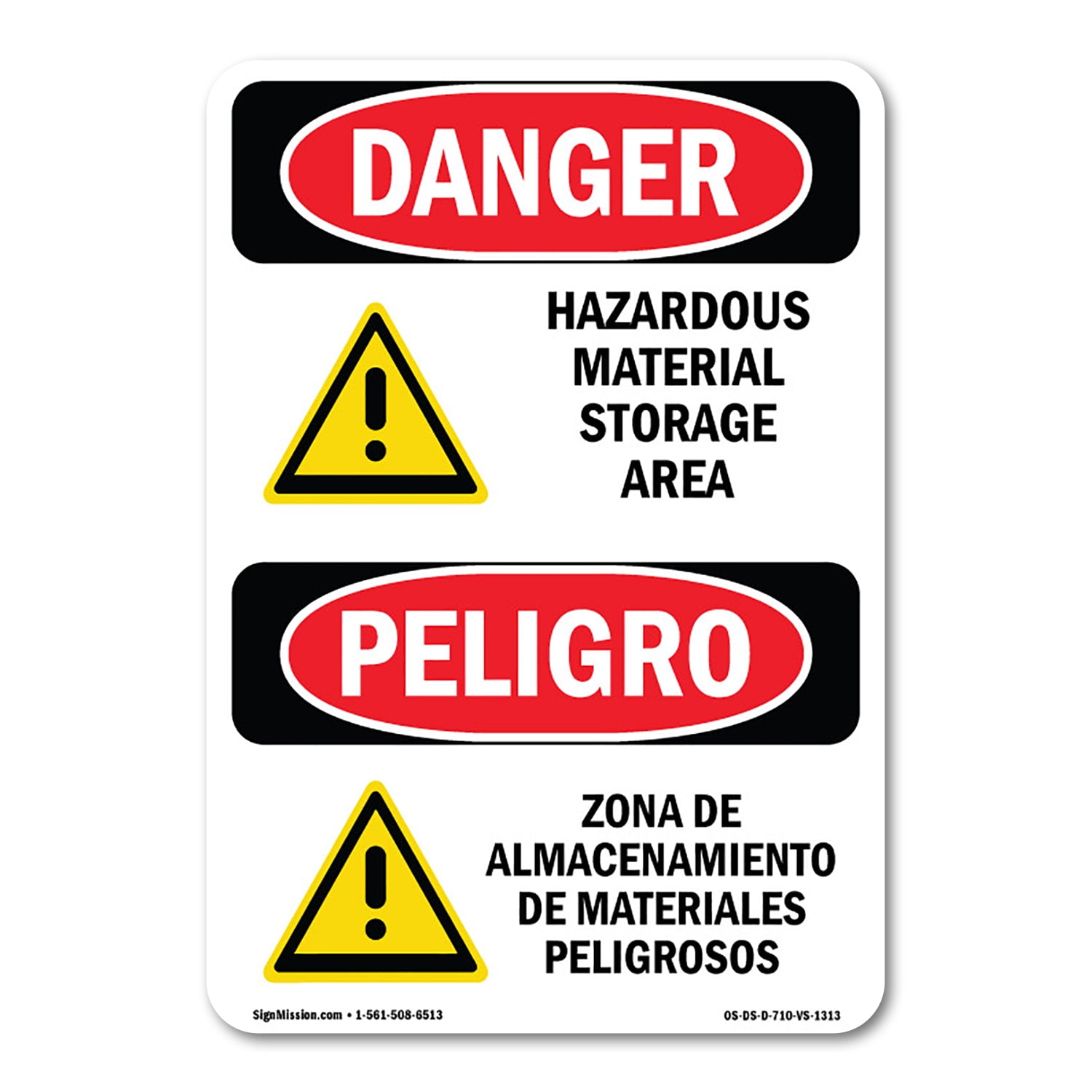 SignMission OS-DS-A-1218-VS-1313 12 x 18 in. OSHA Danger Sign ...