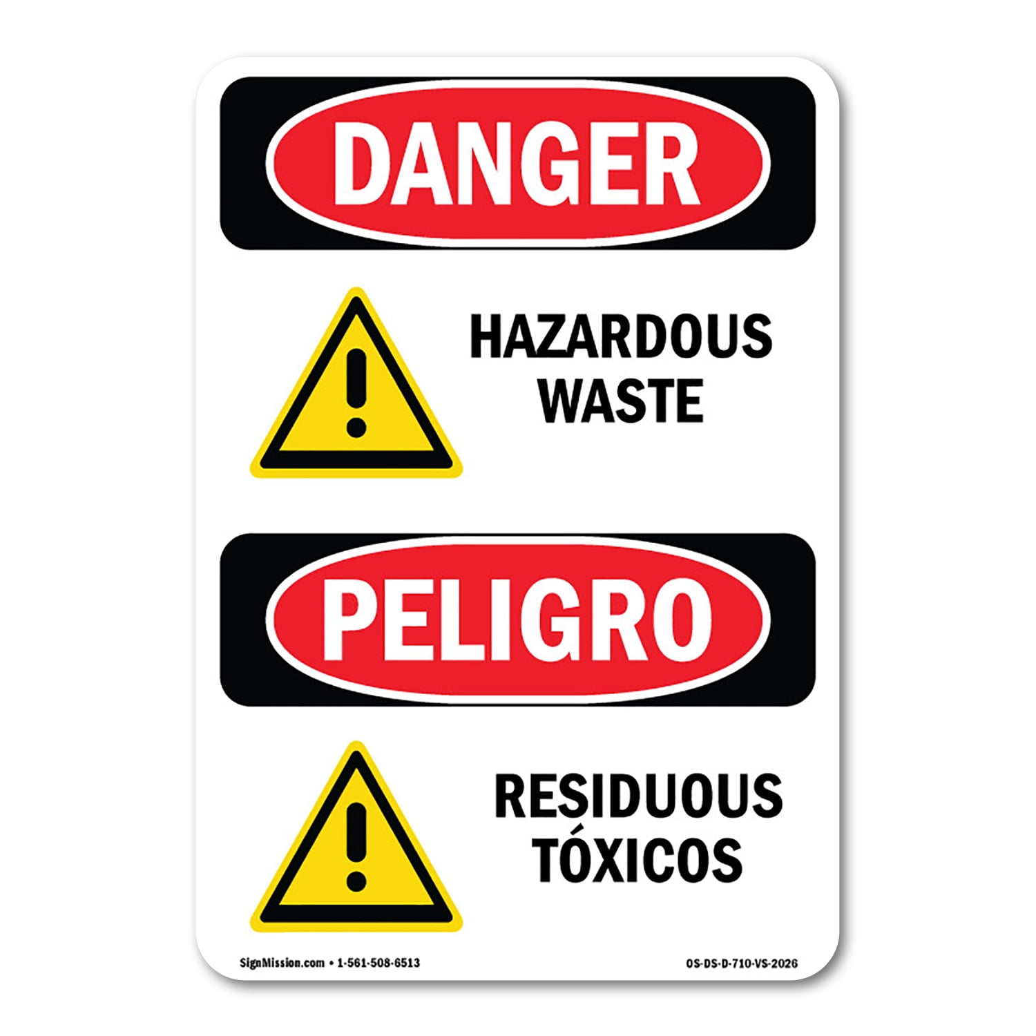 SignMission OS-DS-A-1218-VS-2026 12 x 18 in. OSHA Danger Sign ...