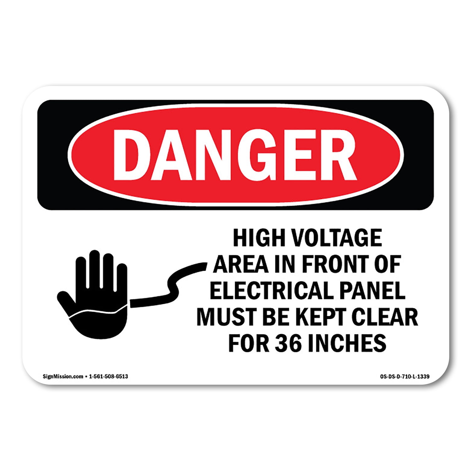 OSHA Danger Sign - High Voltage Area Electrical Panel 36 Inches ...