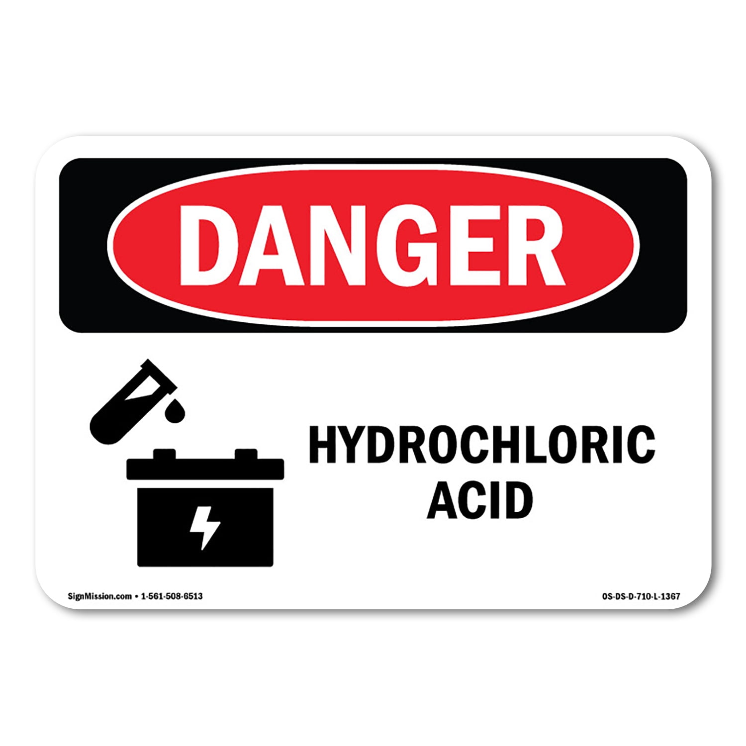 OSHA Danger Sign - Hydrochloric Acid | Aluminum Sign | Protect Your ...