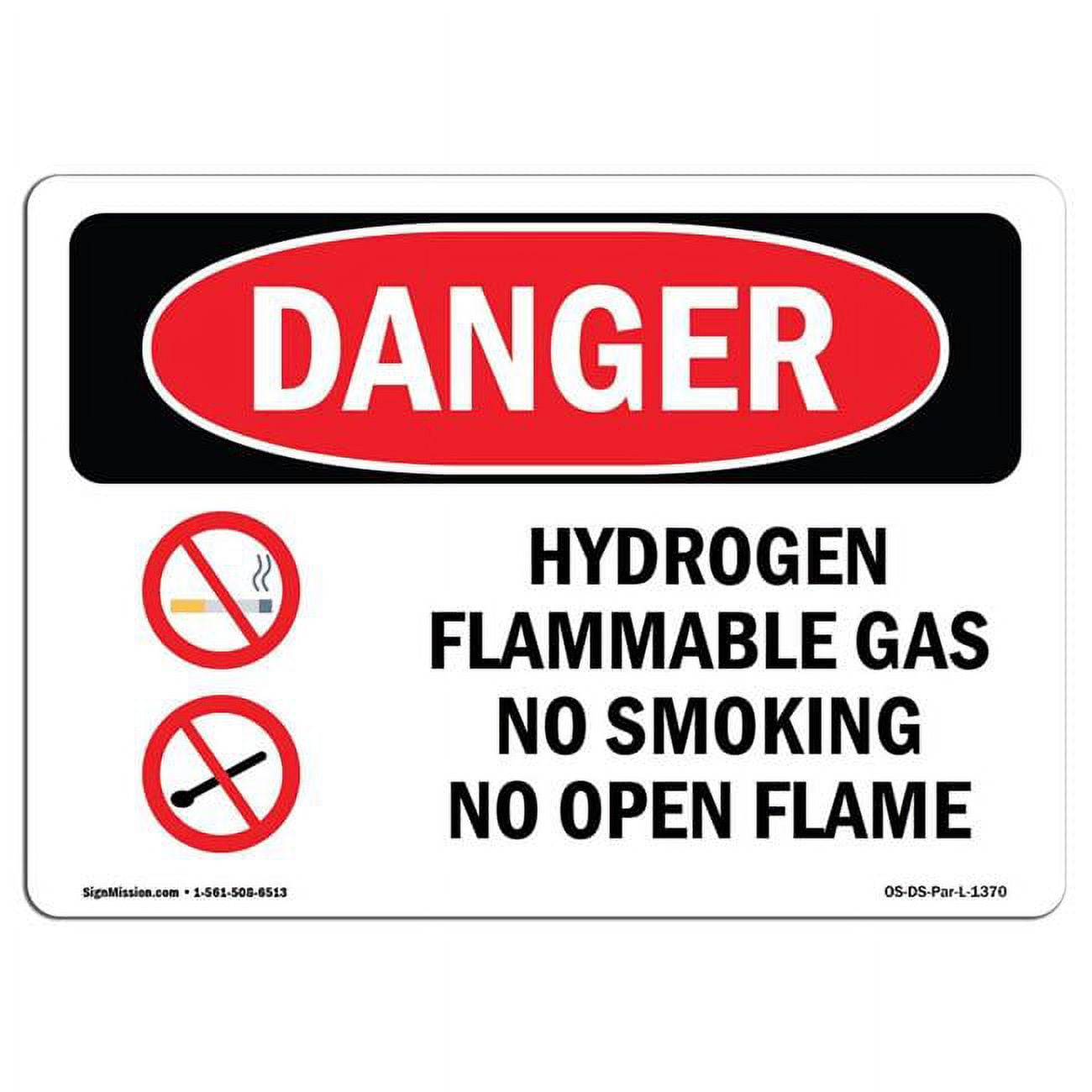 SignMission 12 x 18 in. OSHA Danger Sign - Hydrogen Flammable Gas No ...