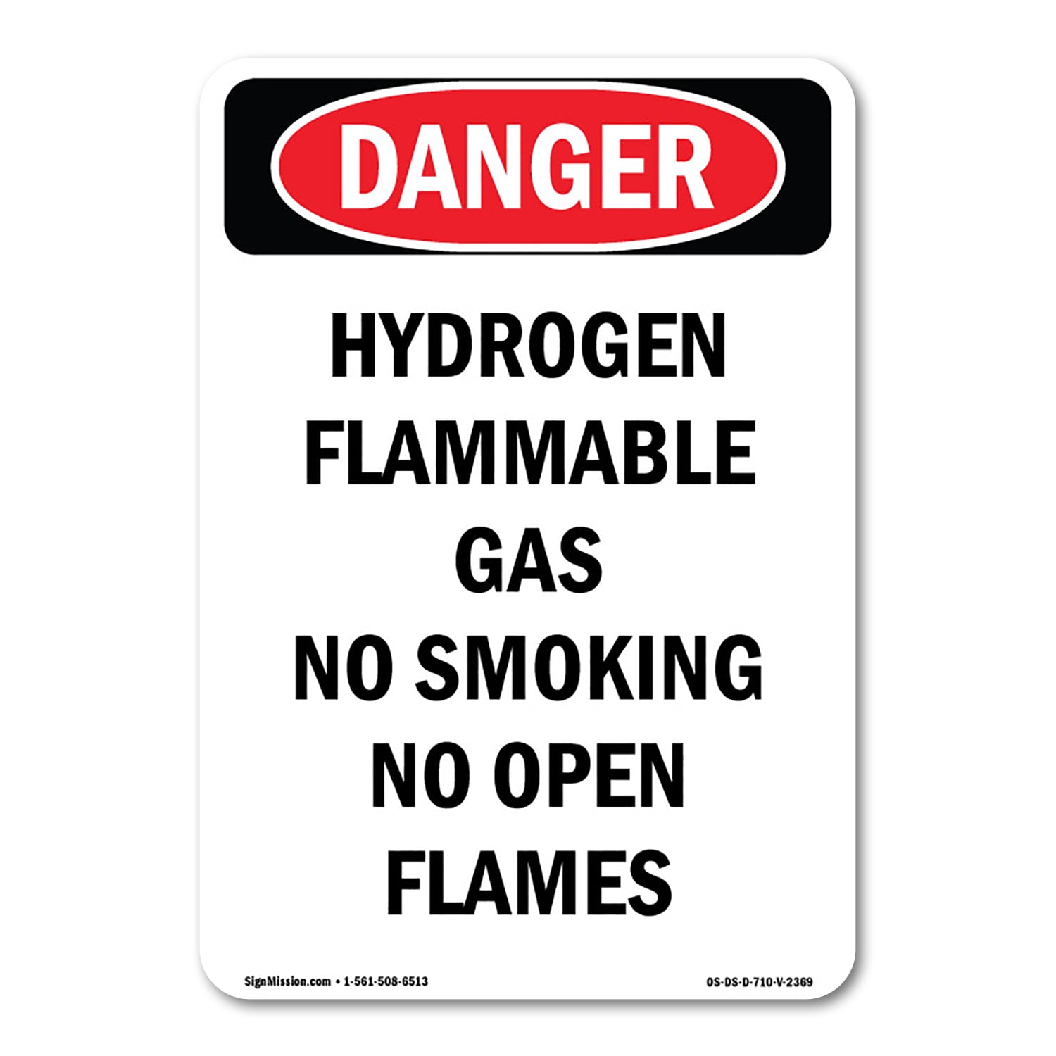 OSHA Danger Sign - Hydrogen Flammable Gas No Smoking | Aluminum Sign ...