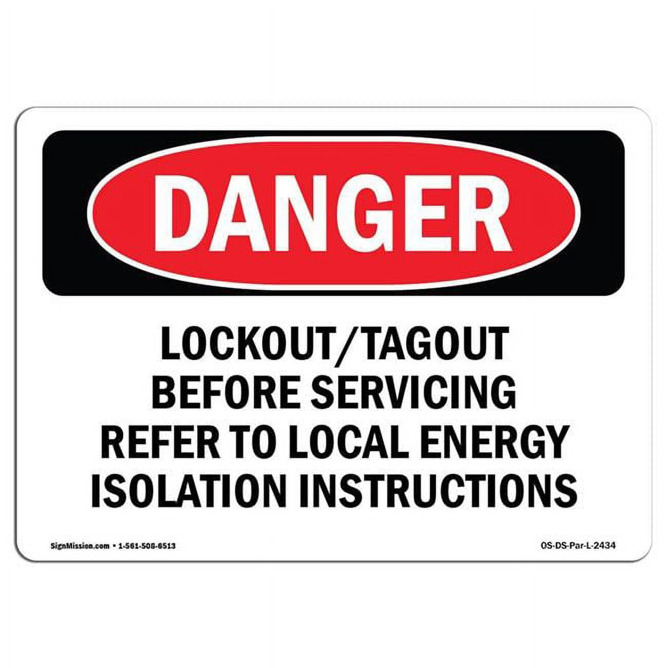 SignMission 12 x 18 in. OSHA Danger Sign - Lockout Tagout Before ...