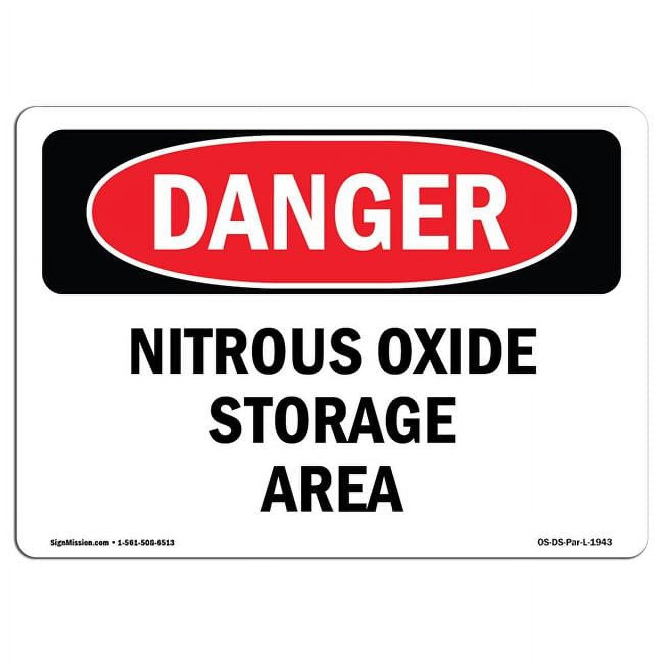 SignMission 12 x 18 in. OSHA Danger Sign - Nitrous Oxide Storage Area ...