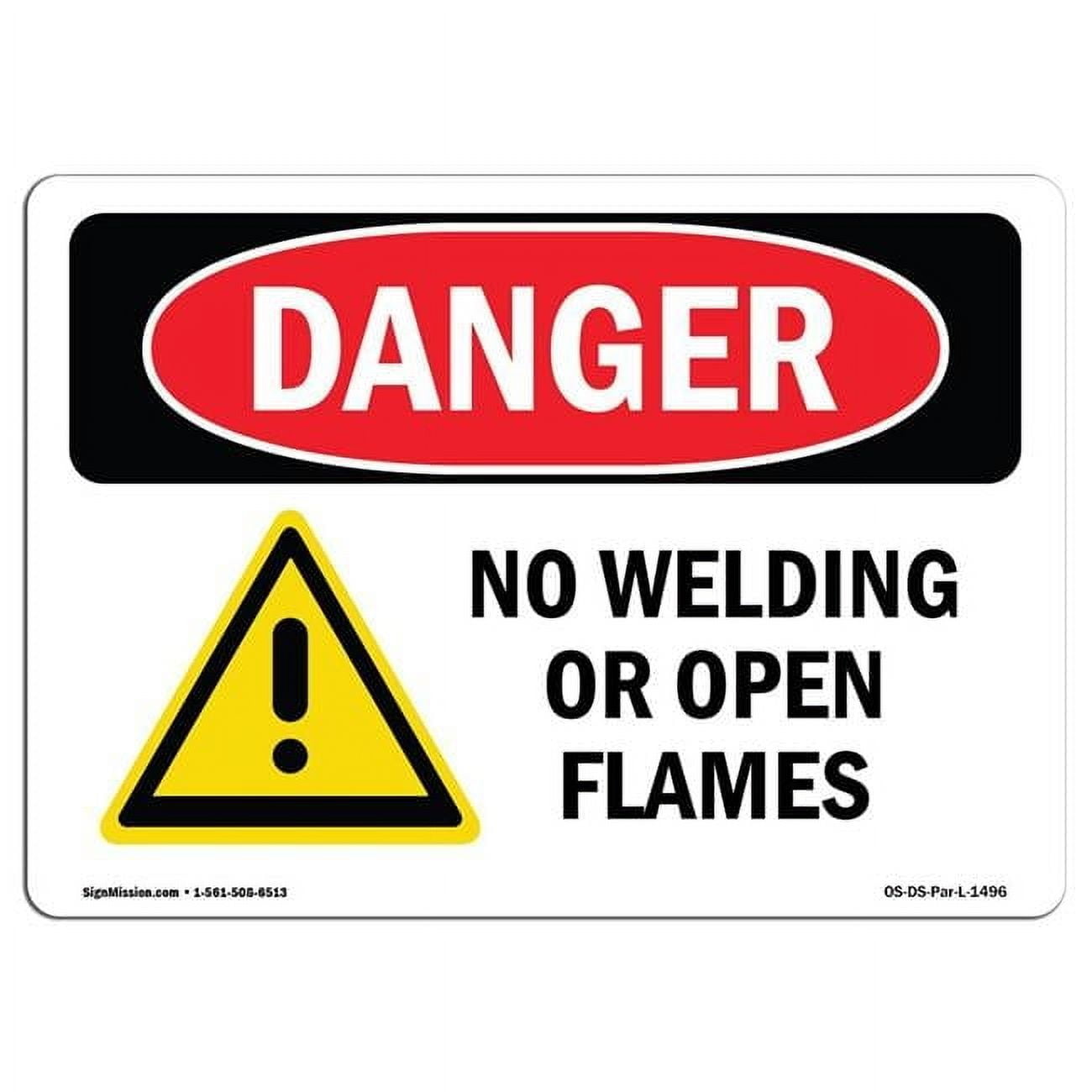 SignMission 12 x 18 in. OSHA Danger Sign - No Welding or Open Flames ...