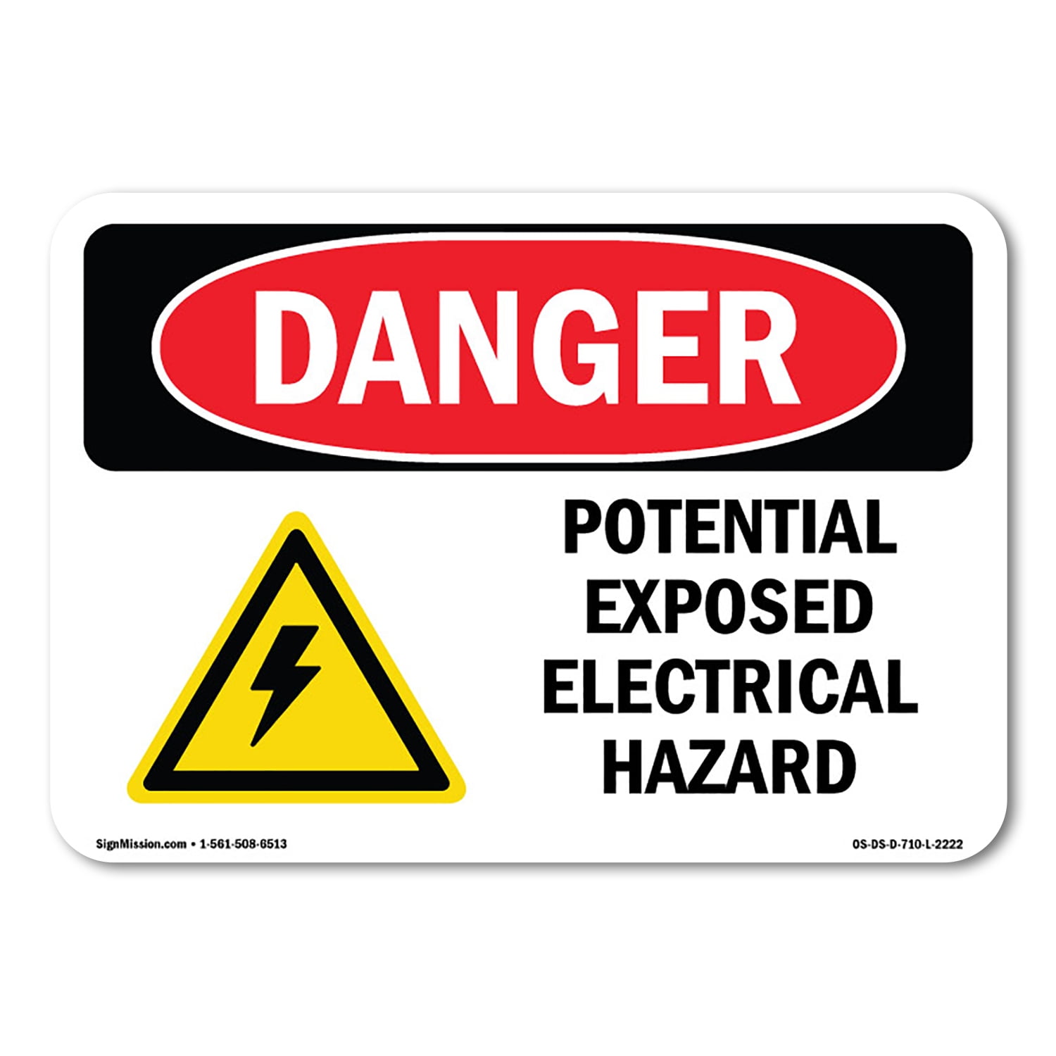 OSHA Danger Sign - Potential Exposed Electrical Hazard | Aluminum Sign ...