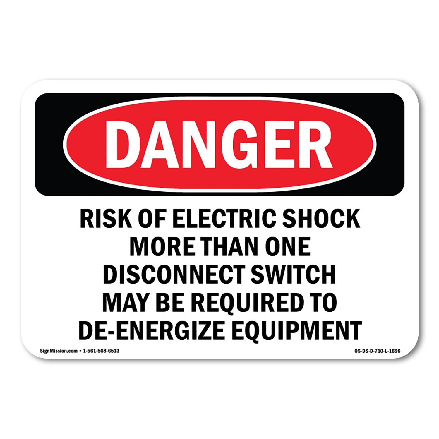 OSHA Danger Sign - Risk Of Electric Shock More Than One | Aluminum Sign ...