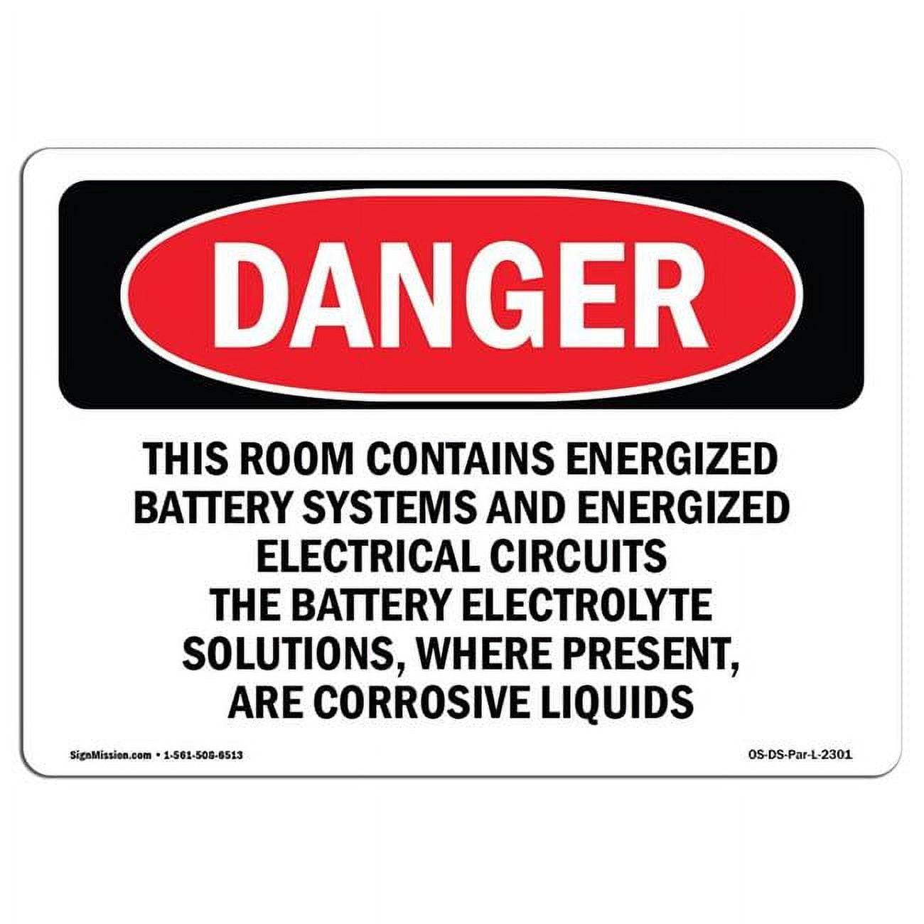 SignMission 12 x 18 in. OSHA Danger Sign - This Room Contains Energized ...