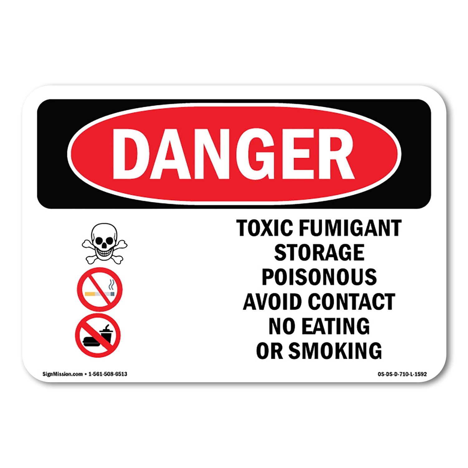 SignMission OS-DS-A-1218-L-1592 12 x 18 in. OSHA Danger Sign - Toxic ...