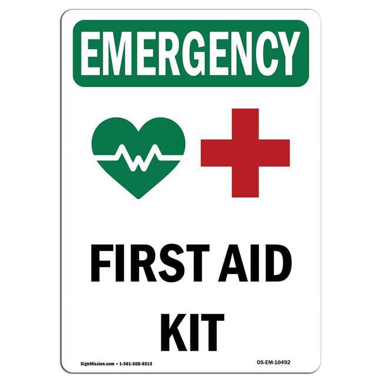 SignMission 12 x 18 in. OSHA Emergency Sign - First Aid Kit with Symbol ...