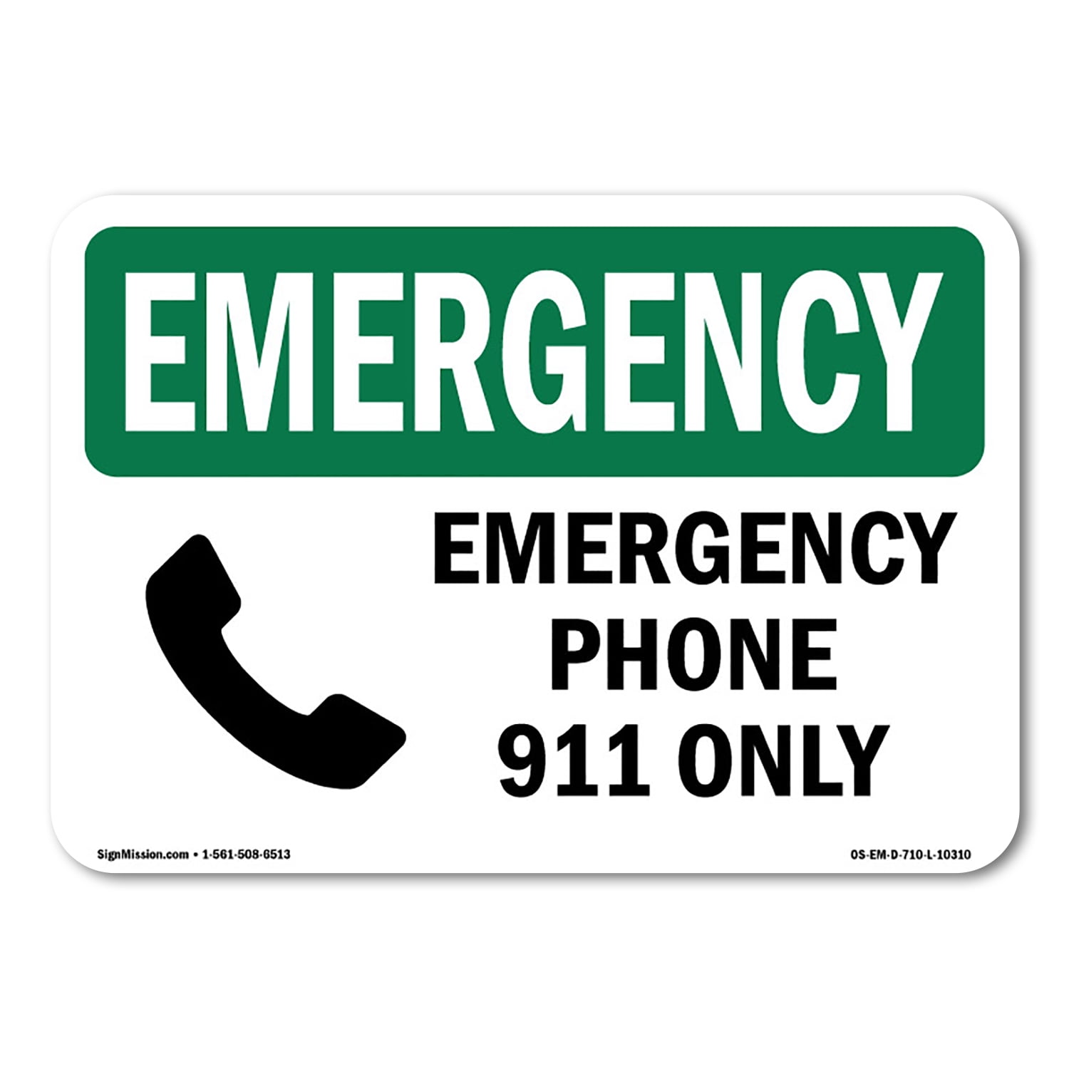 OSHA EMERGENCY Sign - Phone 911 Only | Aluminum Sign | Protect Your ...