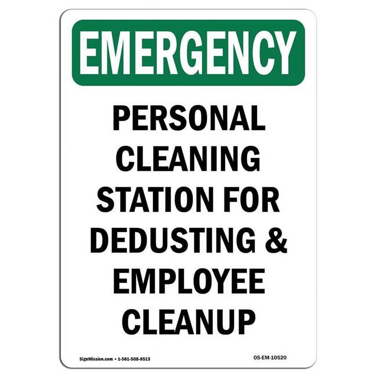SignMission 12 x 18 in. OSHA Emergency Sign - Personal Cleaning Station ...