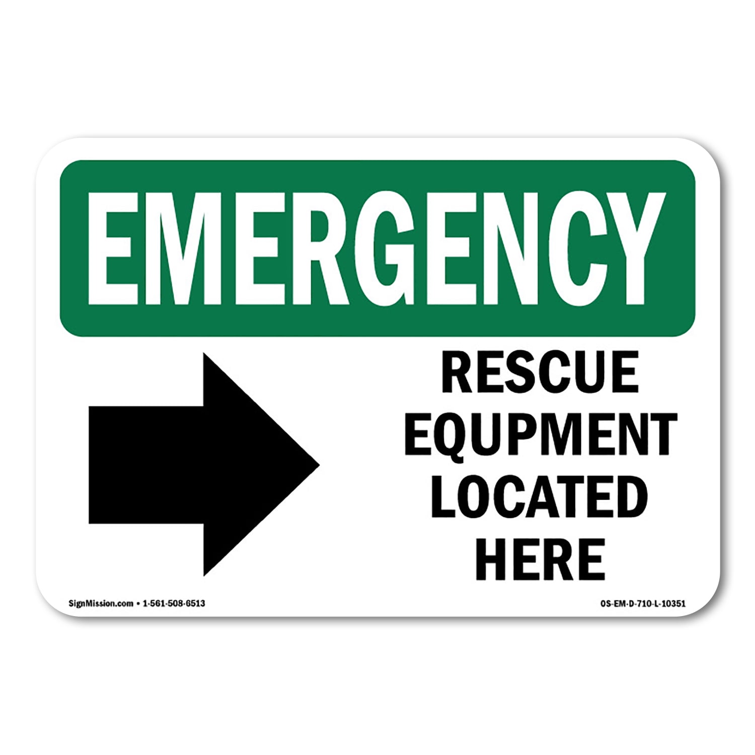 OSHA EMERGENCY Sign - Rescue Equipment Located Here | Aluminum Sign ...