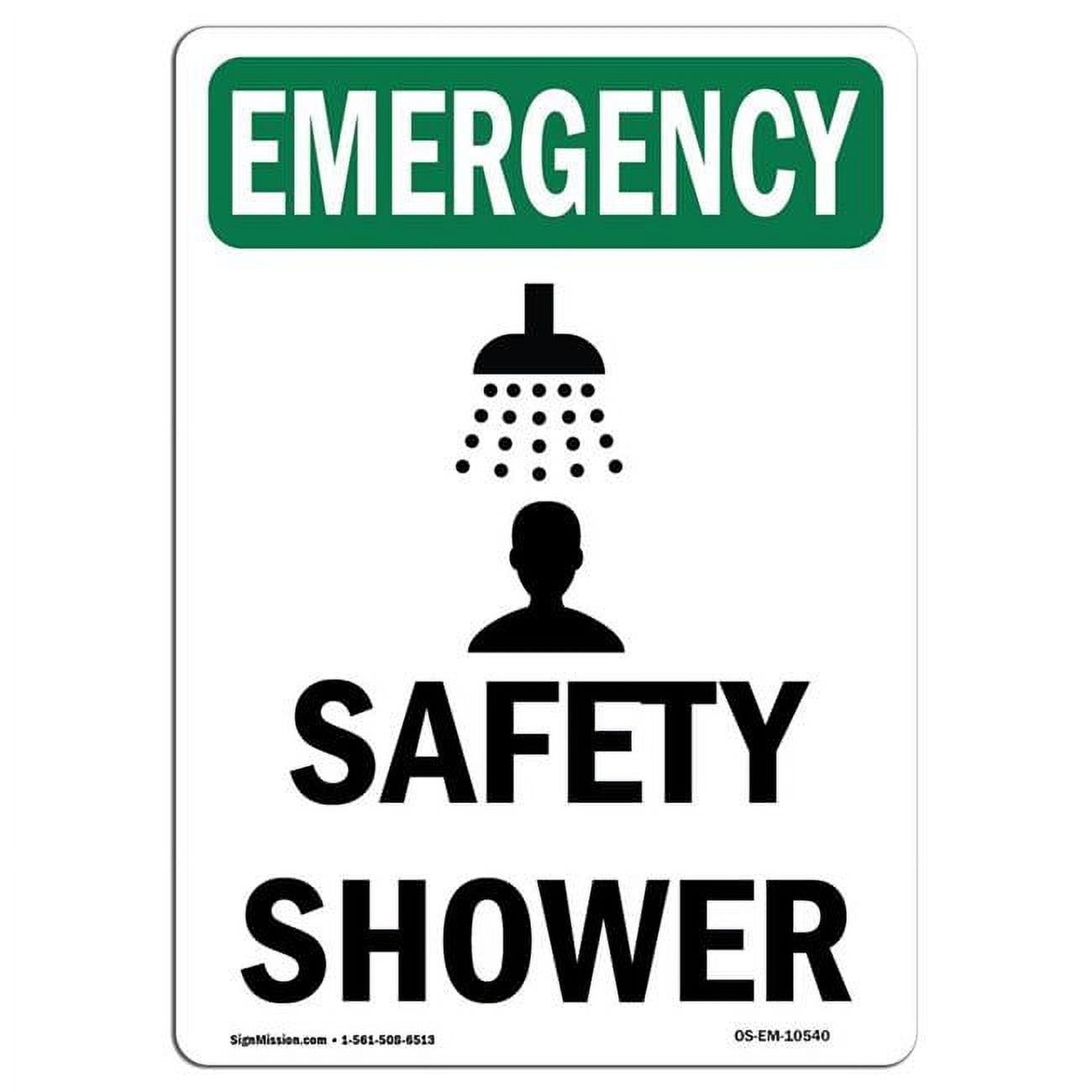 SignMission 12 x 18 in. OSHA Emergency Sign - Safety Shower with Symbol ...