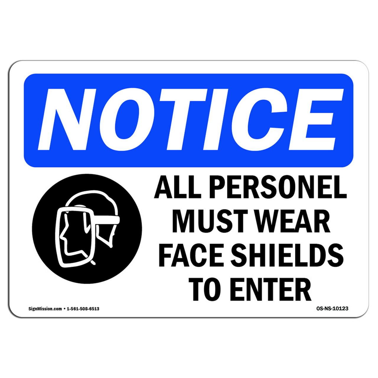OSHA Notice Sign - All Personnel Must Wear Face | Aluminum Sign ...