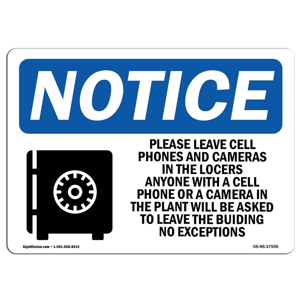 OSHA Notice Sign - Please Leave Cell Phones And | Aluminum Sign ...