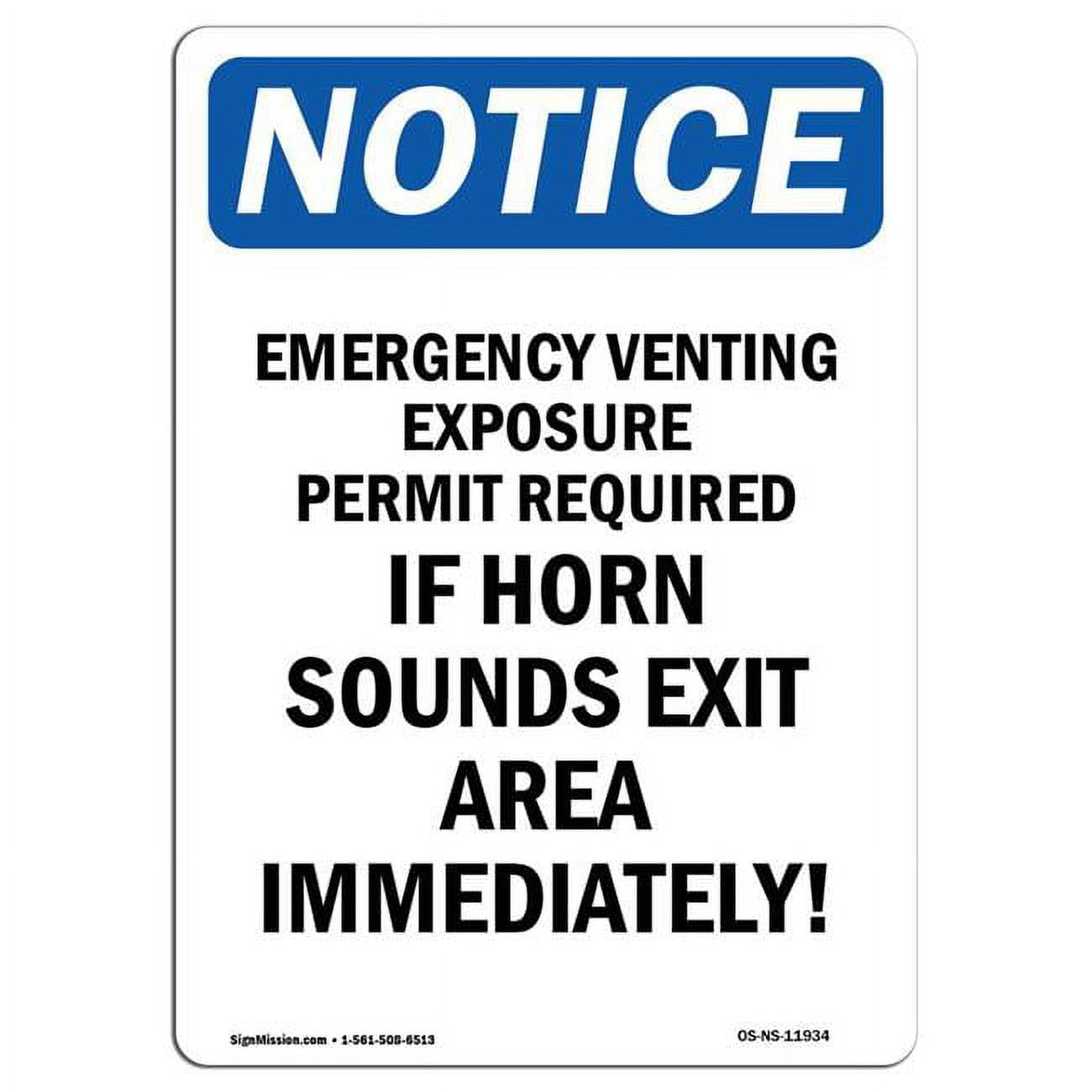 SignMission 12 x 18 in. OSHA Notice Sign - Emergency Venting Exposure ...