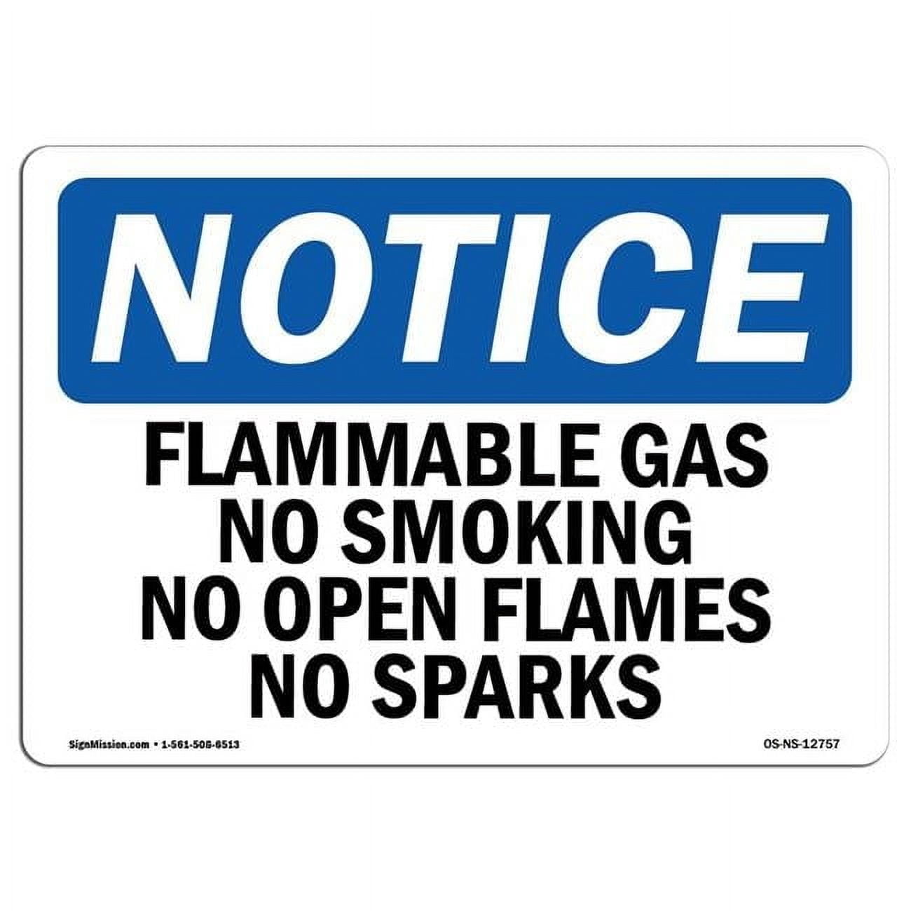 OSHA Notice Sign - Flammable Gas No Smoking No Open Flames No Sparks ...