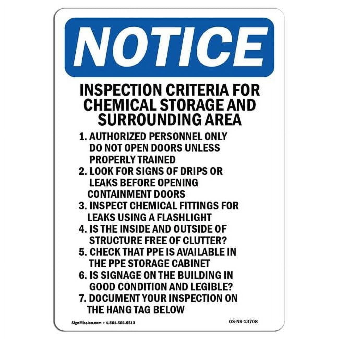 SignMission 12 x 18 in. OSHA Notice Sign - Inspection Criteria for ...